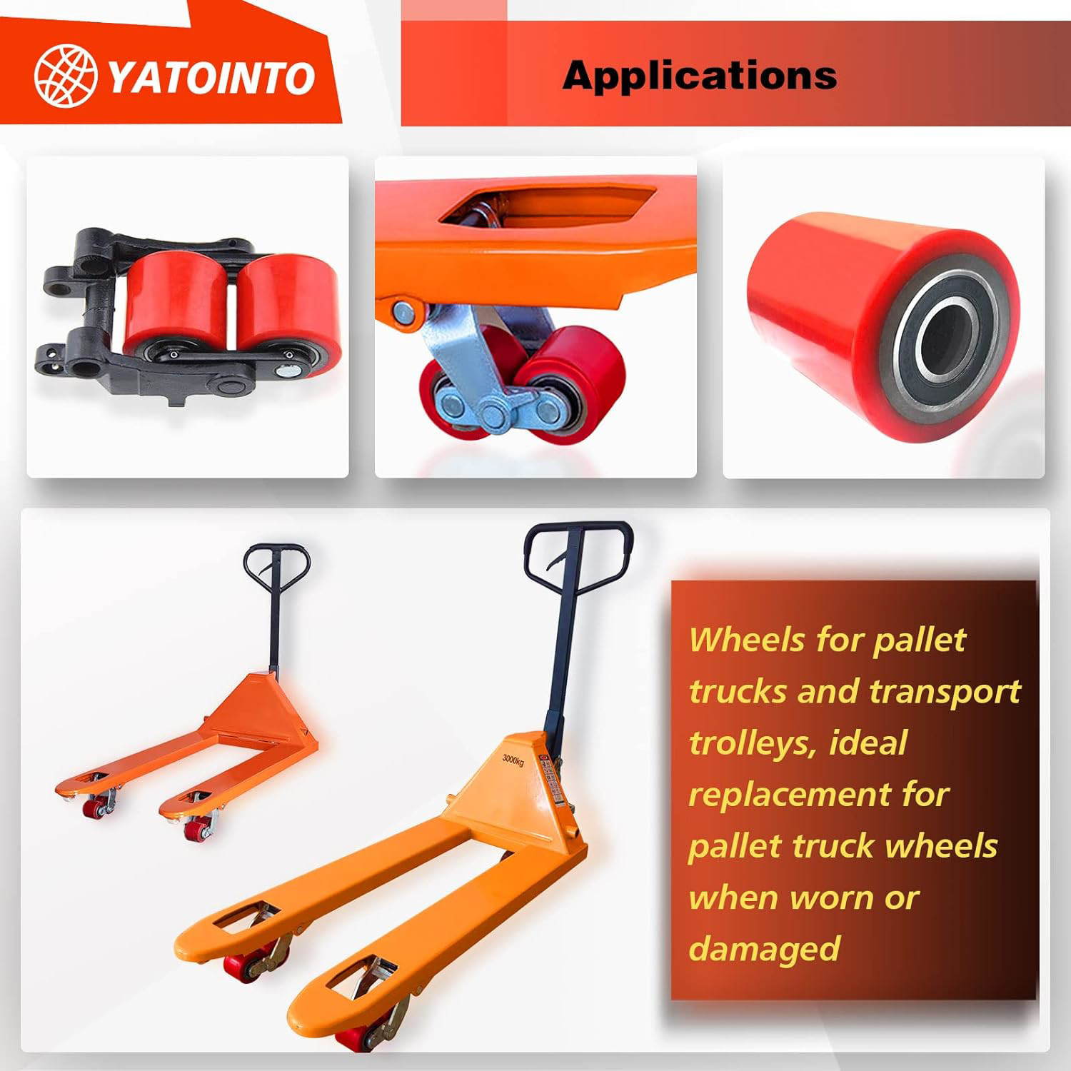 YATOINTO 2pcs Pallet Jack/Truck Load Wheels | Grelly UK