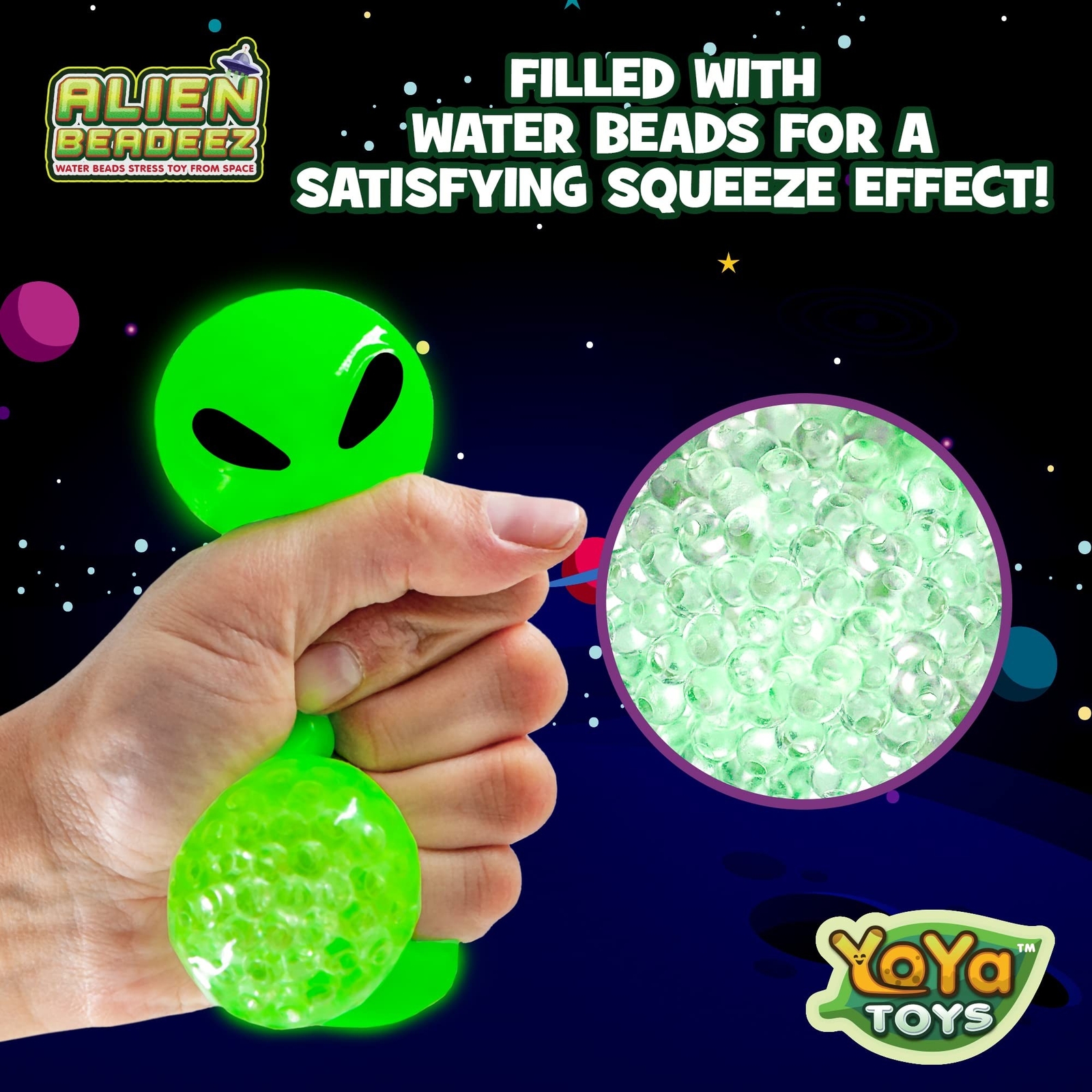 YoYa Toys Alien Beadeez Stress Ball Fidget Toy | Glow in The Dark ...