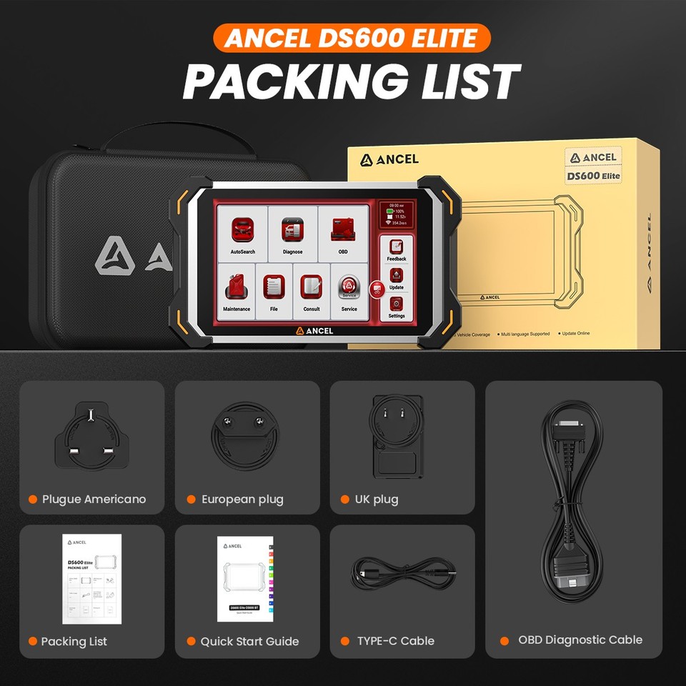 ANCEL DS600 Elite All System Bidirectional Diagnostic Scanner ECU Key ...