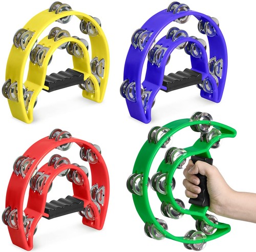 4 Pack 9 inch Half Moon Tambourines for Adults Church, Tamborines ...