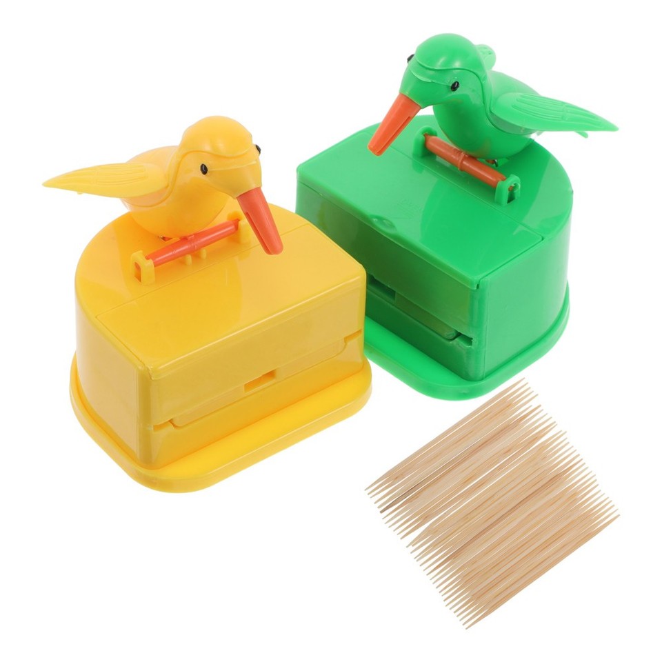 2pcs Cute Little Bird Push-Type Automatic Toothpick Holder, Bird ...