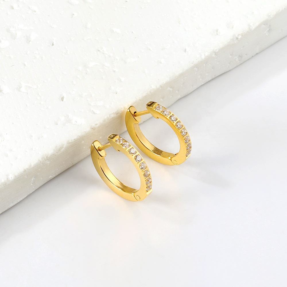 18K Gold Plated • Zircon Hoop Earrings • Stainless Steel • 2 Pair Per Pack | eBay