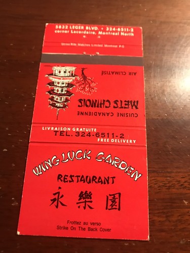 Wing Luck Garden Restaurant Montreal North Quebec Canada Vintage ...