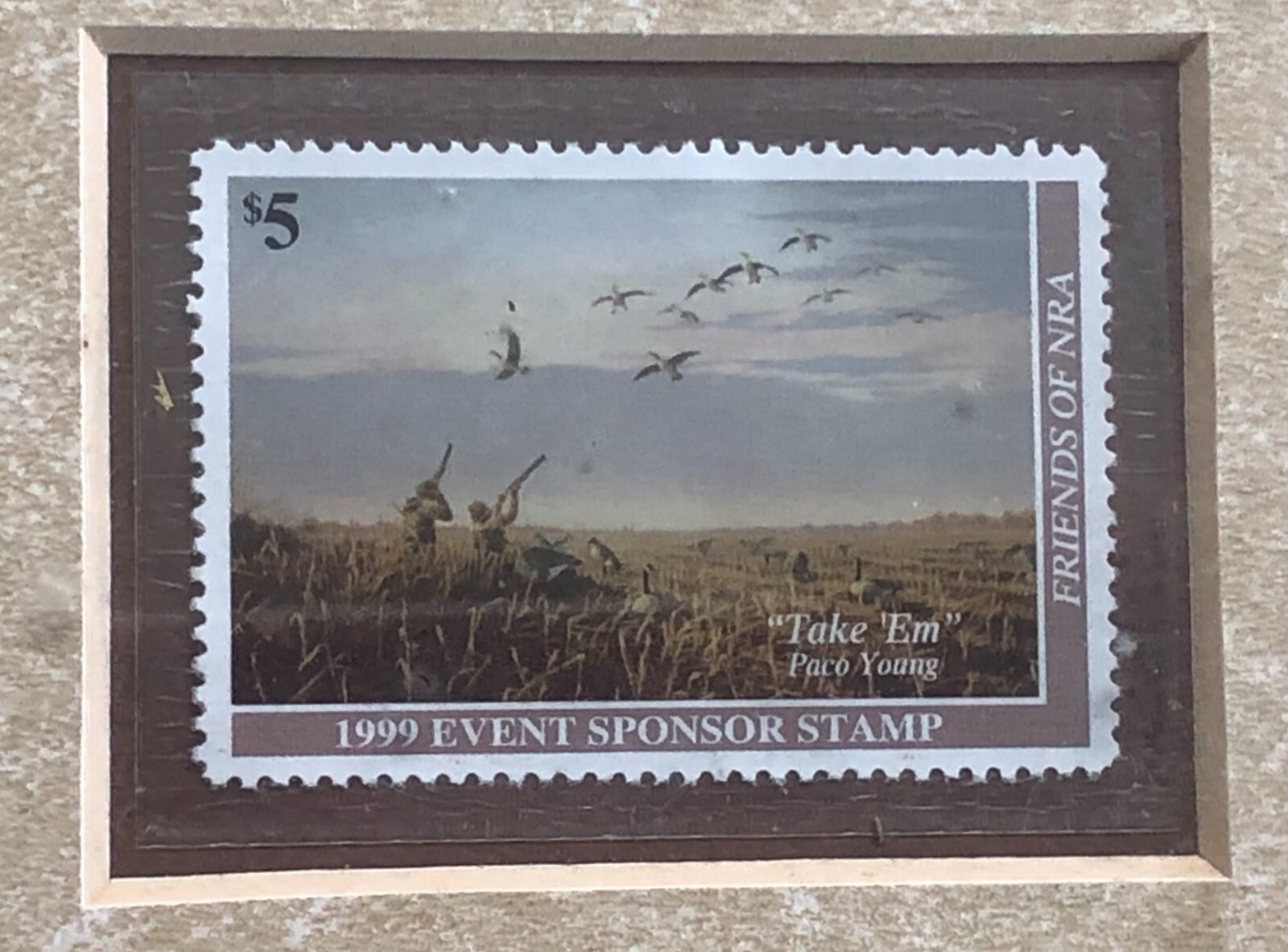 Vintage Take 'Em 1999 Paco Young Framed Print Stamp Friends NRA SIGNED ...