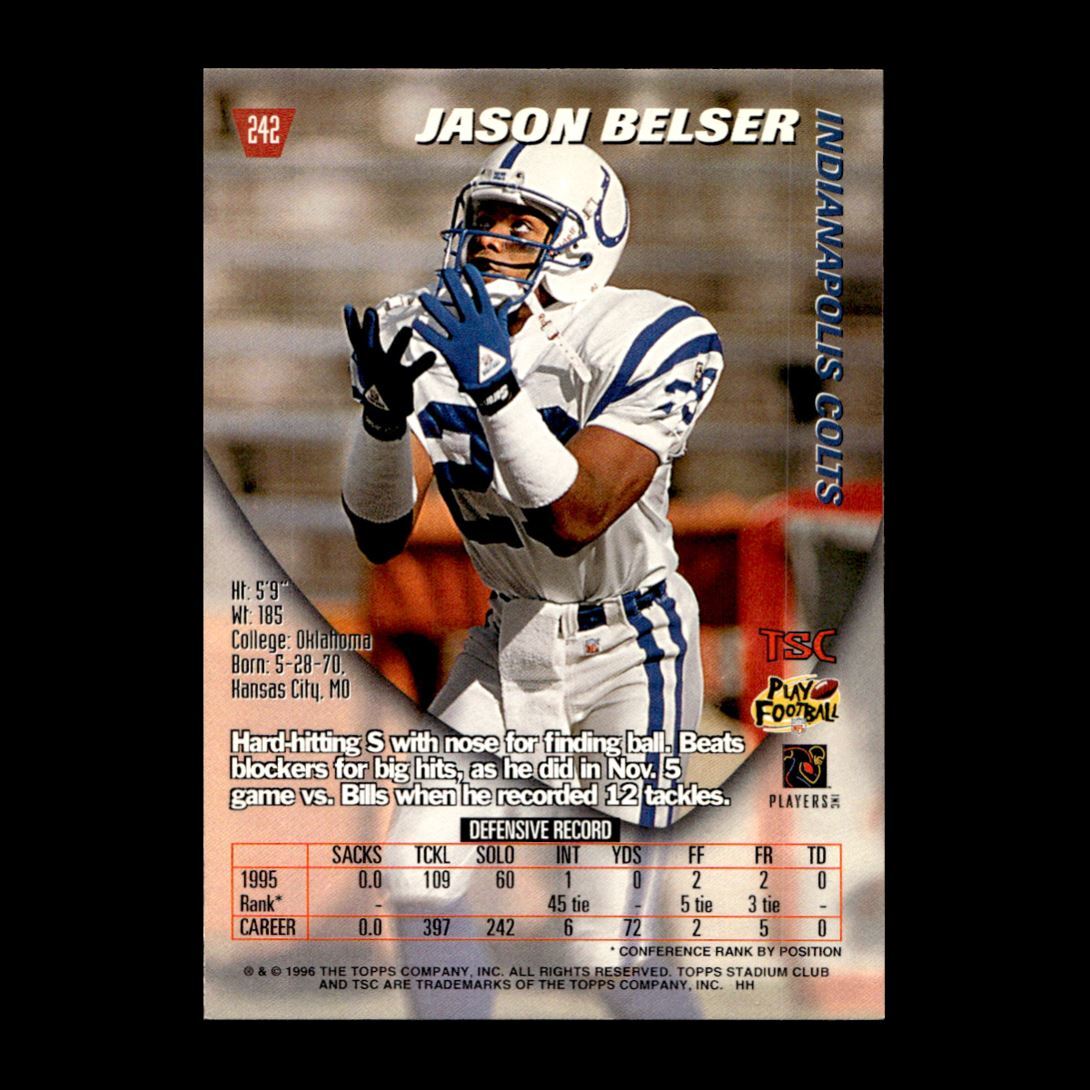 Jason Belser 1996 Stadium Club Indianapolis Colts #242 R329B 31 | eBay