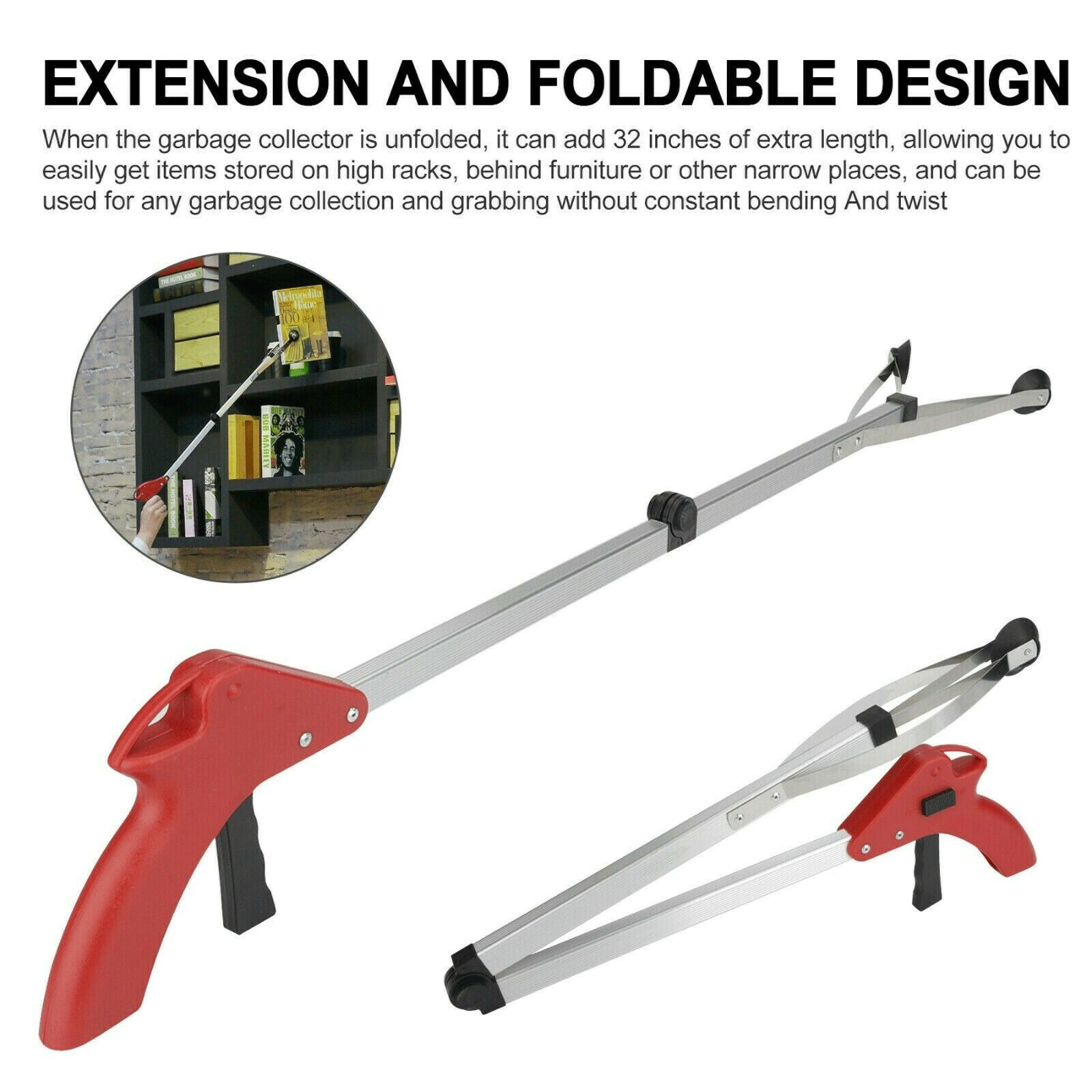 32'' Grabber Pick Up Reaching Tool Hand Grip Reacher Heavy Duty Aid ...