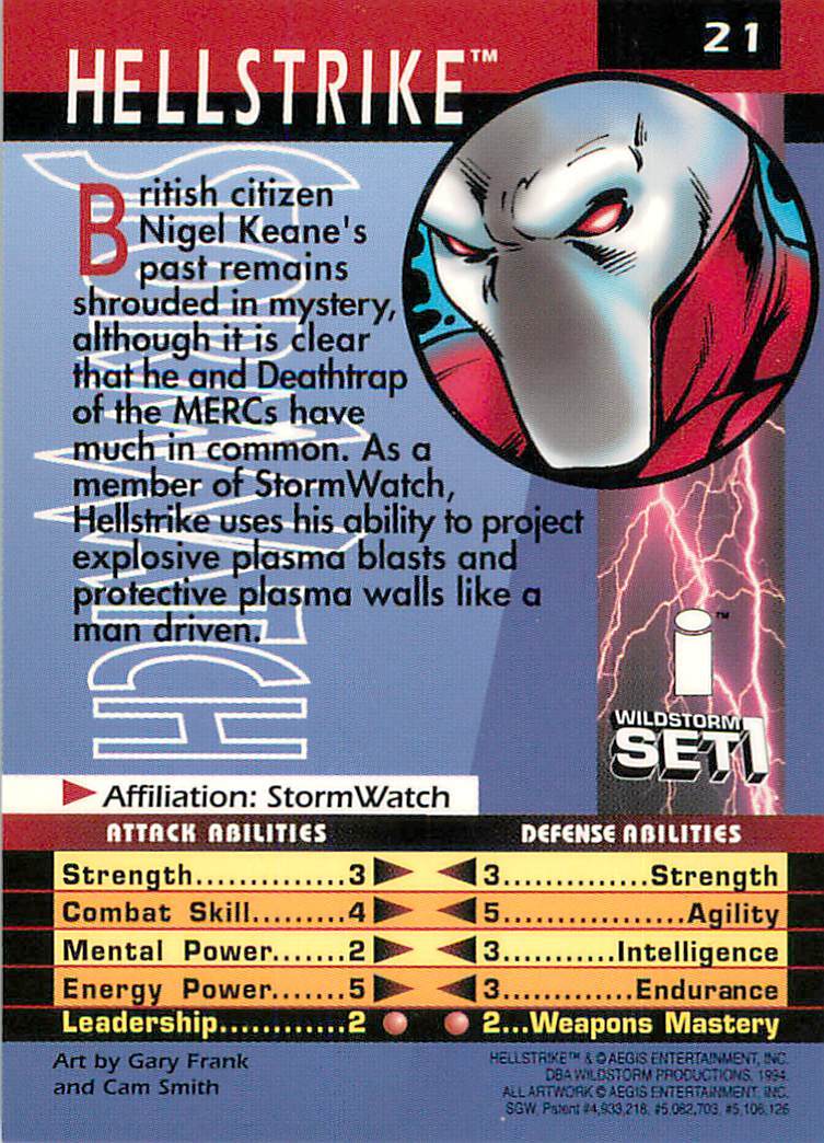 HELLSTRIKE 1994 Wildstorm CHROME Set 1 Trading Card #21 | eBay