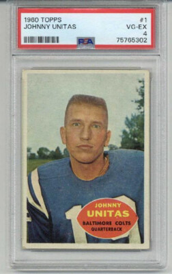 1960 TOPPS #1 JOHNNY UNITAS FOOTBALL CARD BALTIMORE COLTS PSA 4 NICELY ...