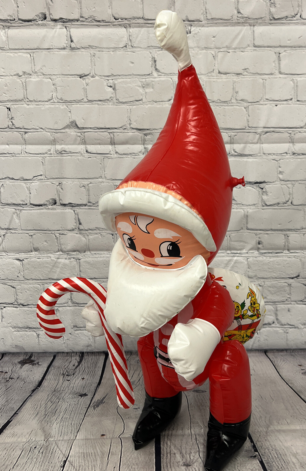 Vintage Christmas Vinyl Inflatable 27” Santa With Squeaker And Toy Bag ...