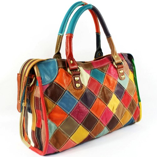 Designer Women's Genuine Leather Multi-color Handbag Satchel Tote ...