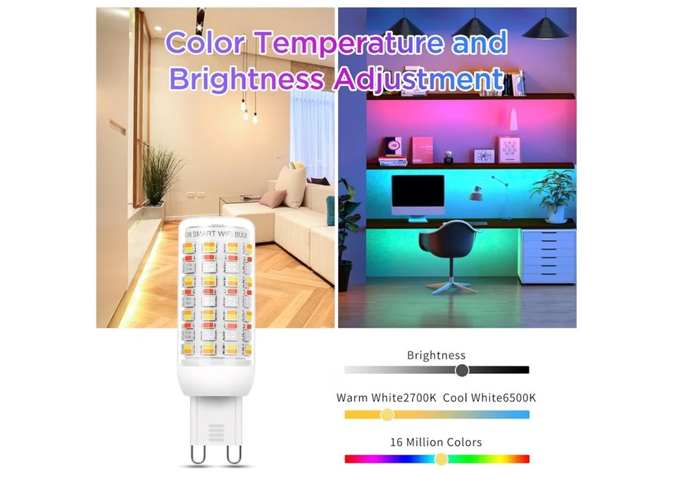 I-SHUNFA Wi-Fi RGBCW Smart G9 LED Bulbs, 3 Pack | eBay