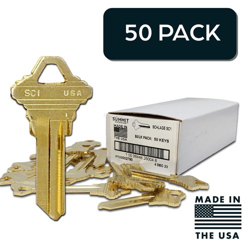 Schlage SC1 Key Blanks in Premium Brass | Uncut Keys for Home and ...