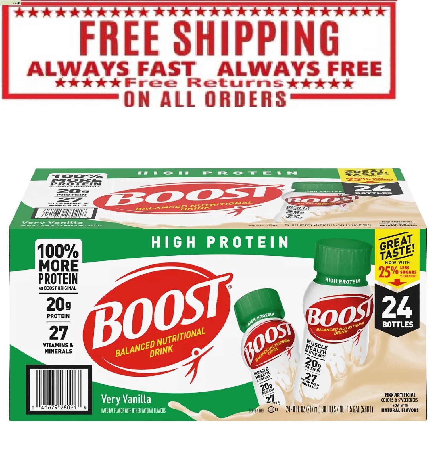 BOOST High Protein Vanilla Drink, 8 oz - 24 Count for sale online | eBay