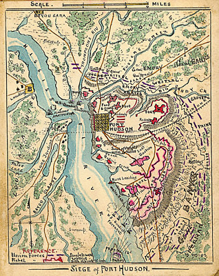 1863 Civil War Map Siege of Port Hudson Military Poster History Wall ...