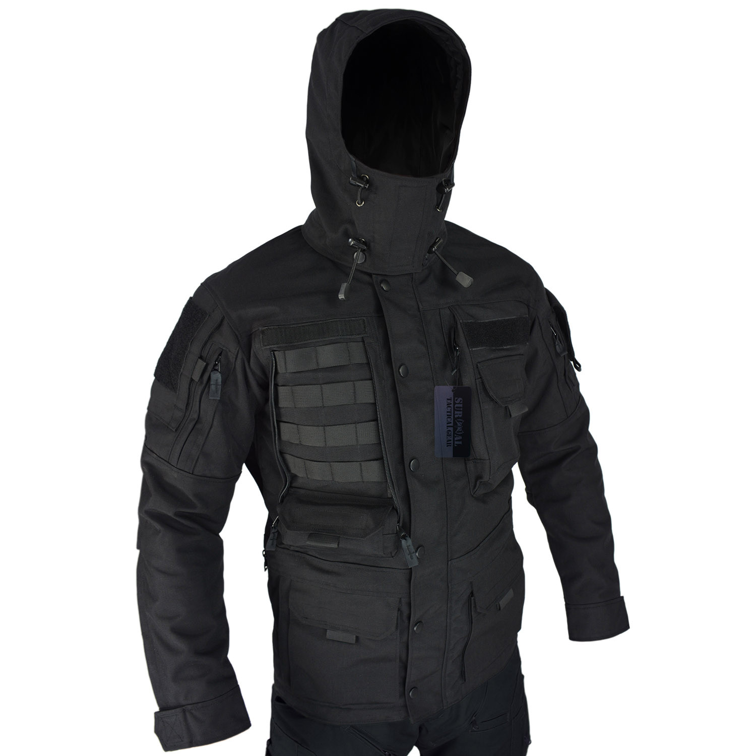 Outdoor Heavy Duty Tactical Jacket MOLLE Detachable Hooded Coat Shell ...