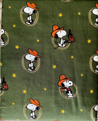PEANUTS SNOOPY COWBOY WESTERN DARK GREEN 3 pc TWIN SHEET SET 13" DEEP ...