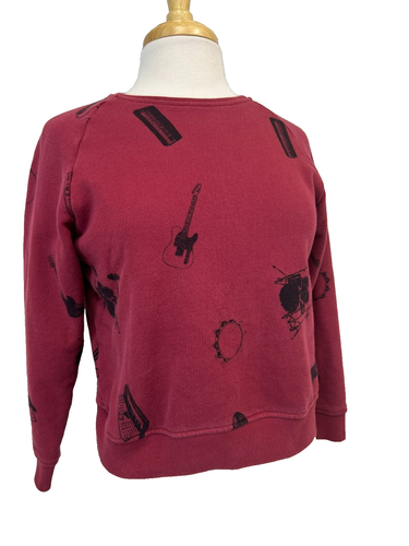 Maison Kitsune Rock Band Instruments Shrunken Sweatshirt Red Cotton SZ ...