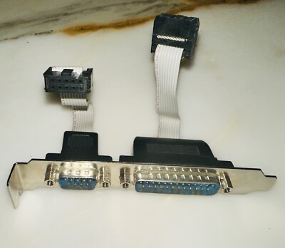 9-Pin & 25-Pin Serial Ports RS-232 Computer Bracket W Ribbon Cable, NEW ...