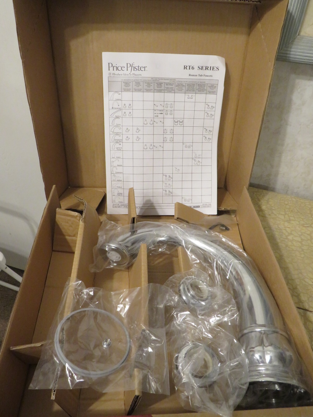 PRICE PFISTER CHROME ROMAN TUB FAUCET TRIM KIT RT6-5DXC TREVISO NO HANDLES! | eBay
