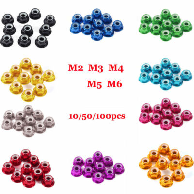 M2~M6 Aluminum Nylon Insert Hex Self Lock CW Nuts Nut For RC FPV ...