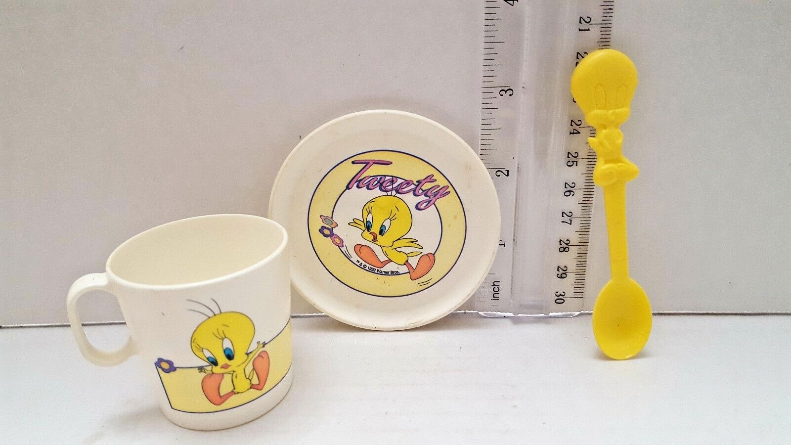 VINTAGE LOONEY TUNES TWEETY BIRD SET OF 3 PLATE SPOON CUP | eBay
