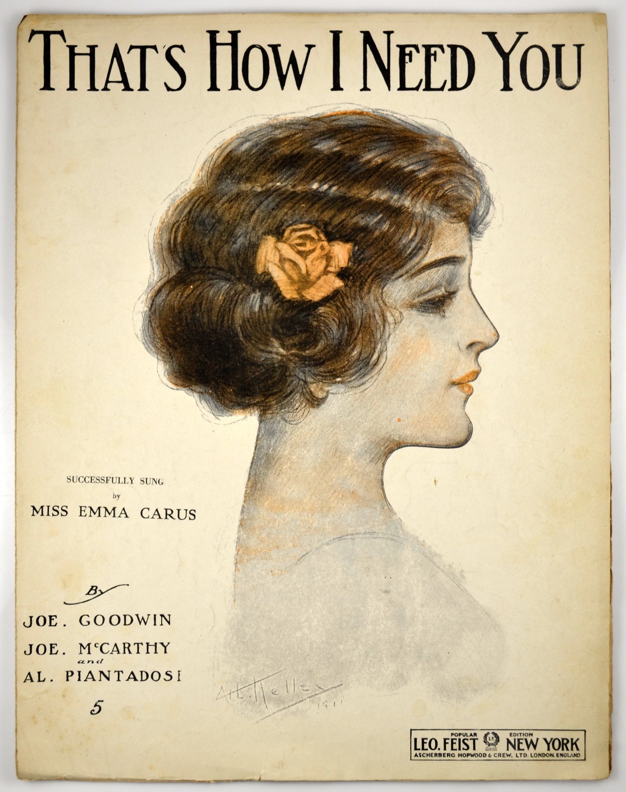 That's How I Need You Piano Sheet music 1912 Emma Carus | eBay
