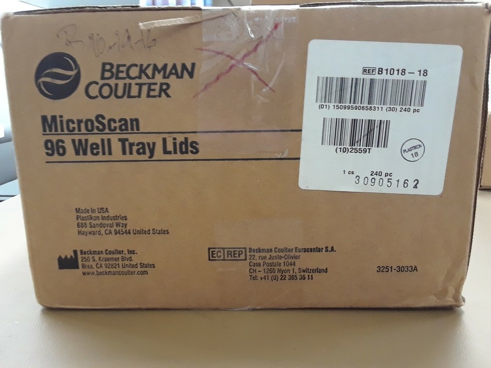 B1018-18 Beckman Coulter Microscan 96 Well Tray Lids - Box of 240 ...