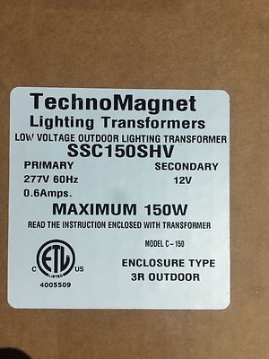Technomagnet Outdoor Lighting Transformer SSC150SHV 277volt - 12volt ...