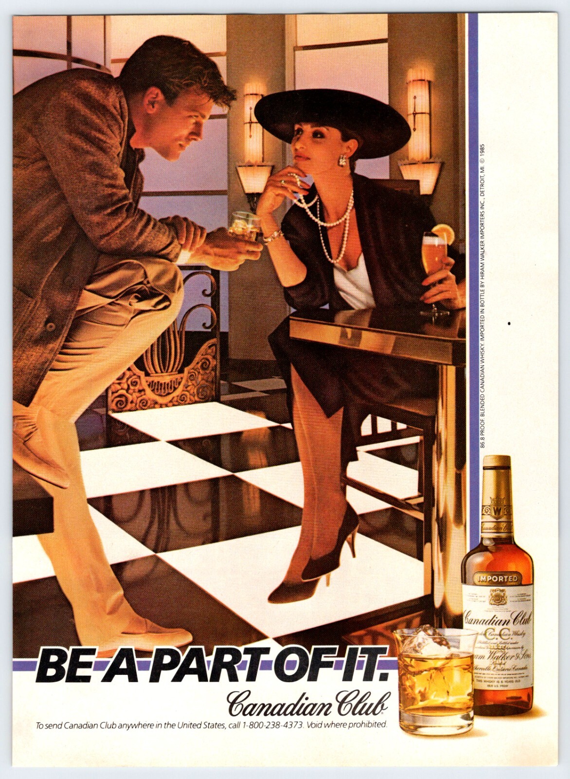1985 COUPLE CANADIAN CLUB WHISKY Vintage 8"X11" Magazine Ad 1980's JNA1 ...