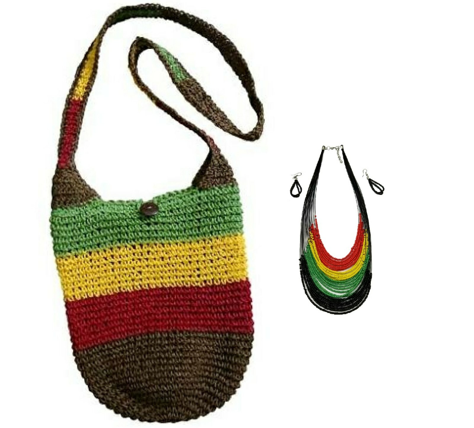 Jamaica Shoulder Bag Reggae Hippie Beach Handbag Rasta Earring and ...