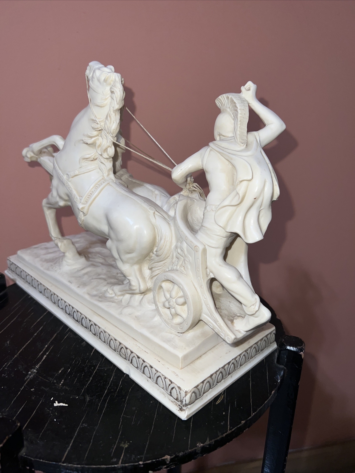 Vintage A. Santini Roman Chariot Gladiator Horses Sculpture Statue ...
