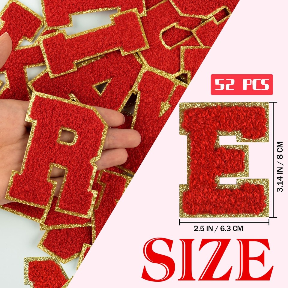 52Pcs 3.14 Inch Large Chenille Letter Patches A-Z Self Adhesive ...
