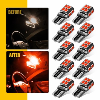 2825 168 192 194 175 2821 T10 Pure Red LED Inner Tail License Bulbs ...