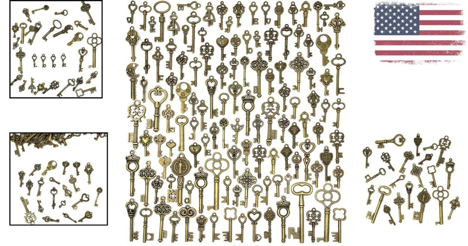 125 High-Quality Vintage Key Charms - Unique Shapes for DIY Crafts and ...