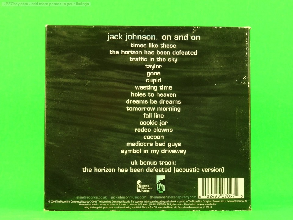 JACK JOHNSON ON AND ON (SPECIAL EDITION) (623) 17 Track CD Album also ...