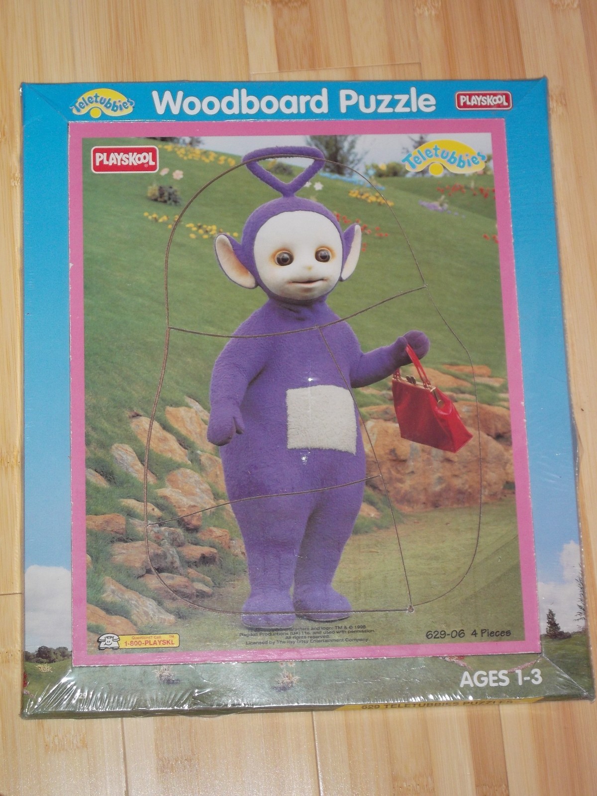 Teletubbies Tinky Winky & Handbag Playskool 1998 Woodboard Puzzle w ...
