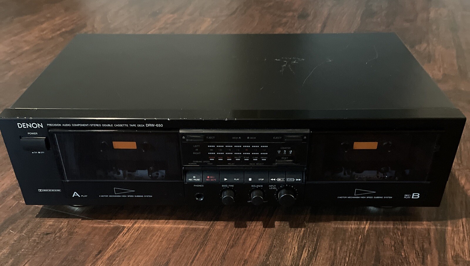 DENON DRW-650 Dolby HX Pro Precision Dual Stereo Cassette Deck Recorder ...
