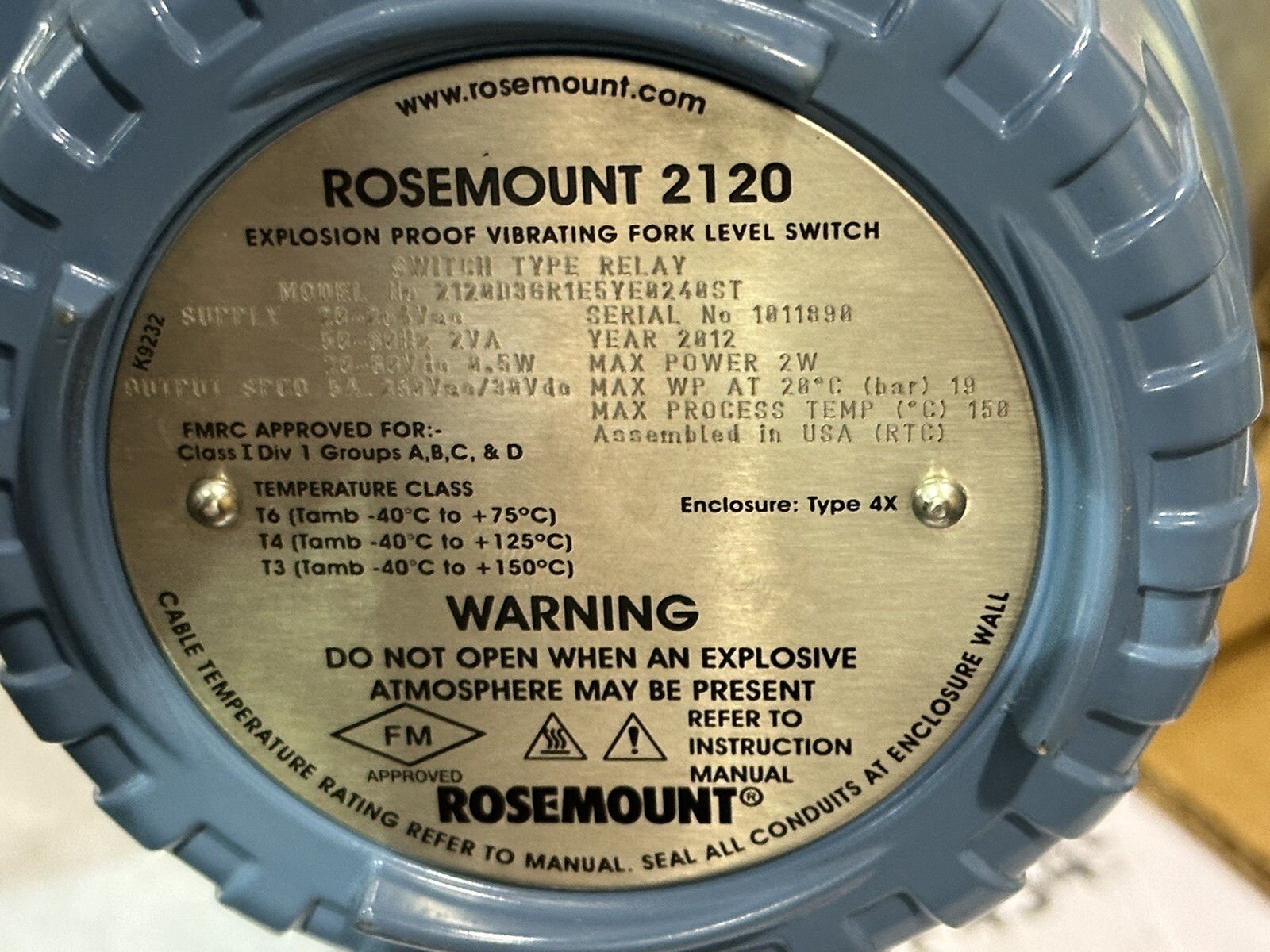 ROSEMOUNT 2120D2GR1NAAE0280ST VIBRATING FORK LEVEL SWITCH for sale ...