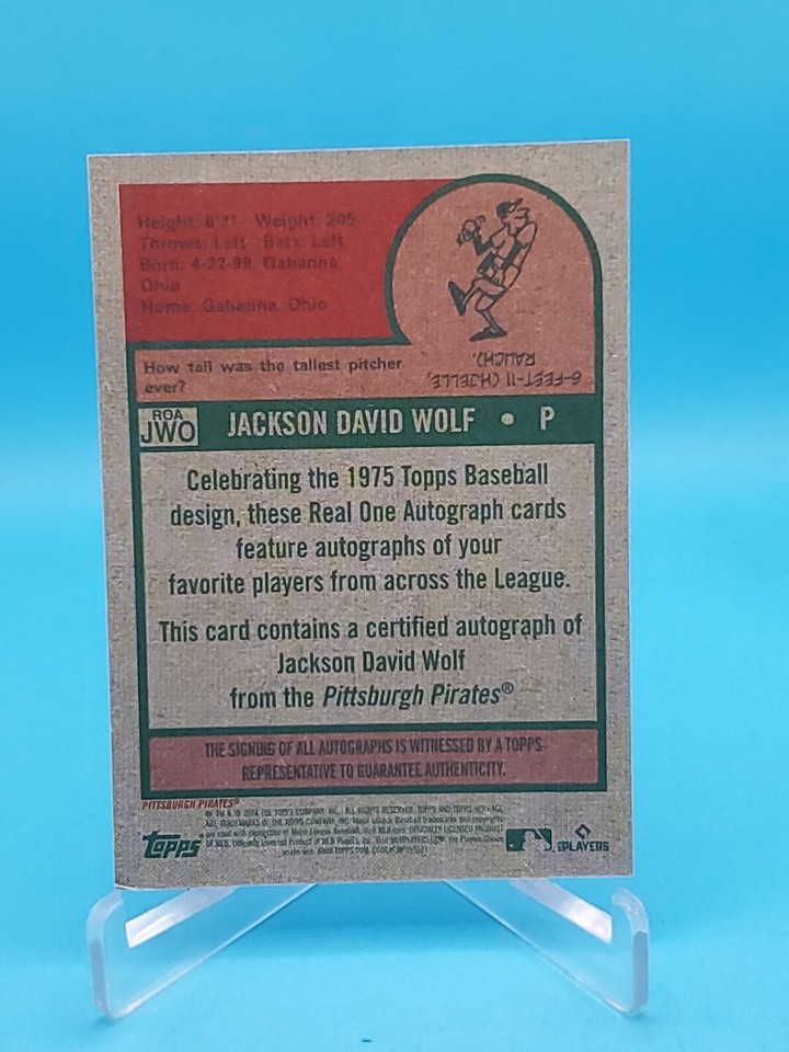 Jackson Wolf 2024 Topps Heritage RC #ROA-JWO Real One Auto - Pittsburgh ...