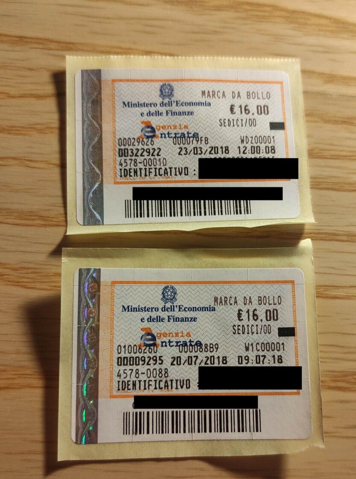 Marche da bollo 16,00 euro nuove vari anni 2022-2023-2024 | eBay