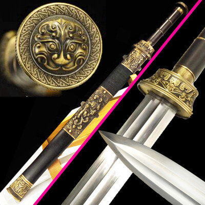 Double Blood Groove Blade Sharp Chinese KungFu Dao Sword WuShu Han Jian ...