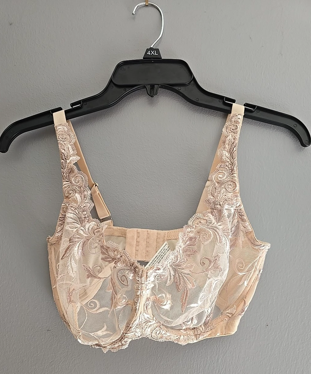Soma Sensuous Beige Embroidered Floral Lace Sheer Unlined Underwire Bra ...