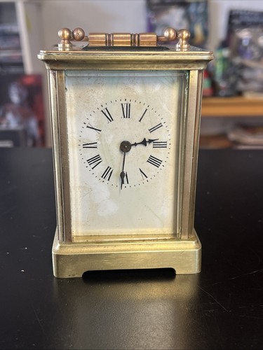 Antique CHARLES HOUR 8 DAY BRASS CARRIAGE CLOCK FRANCE - No Key ...