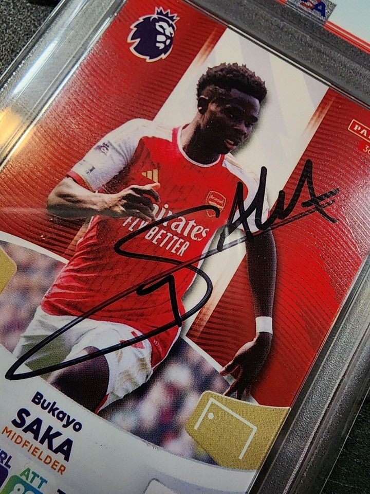 Bukayo Saka On Card Auto 2023-24 Panini Adrenalyn XL #36 Arsenal ...