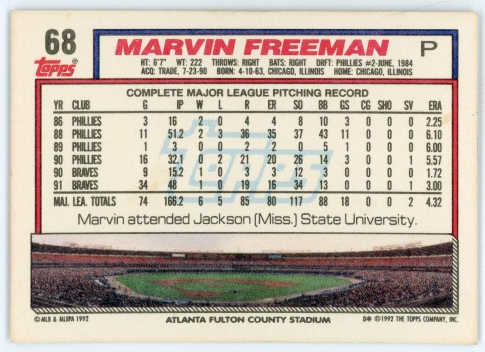 1992 Topps Marvin Freeman #68 | eBay