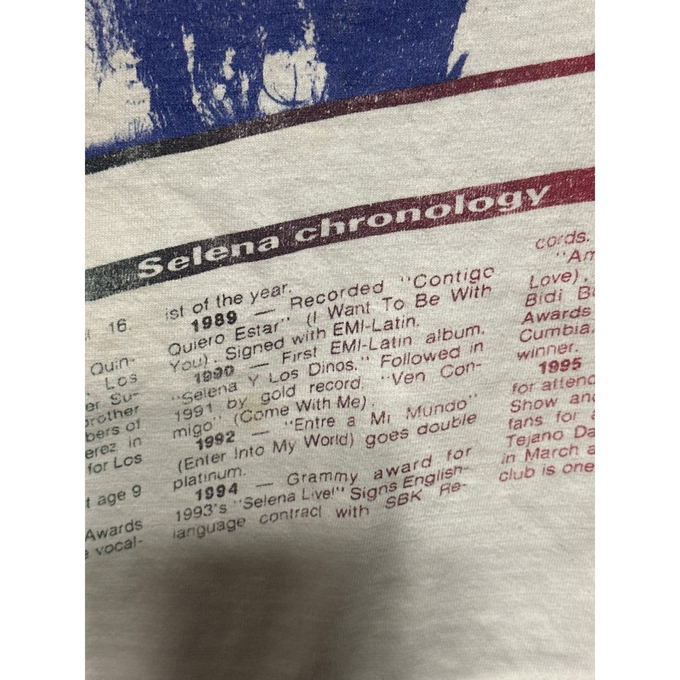 Vintage Selena Quintanilla Rare 90's T Shirt Chronology St Evans Fire L ...