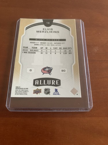 2020-2021 Upper Deck Allure Hockey #16 Elvis Merzlikins Columbus Blue ...