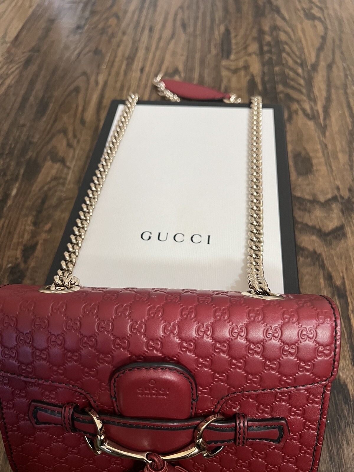 Authentic Gucci Emily Micro Guccissima Mini Red Cross body/Shoulder Bag ...