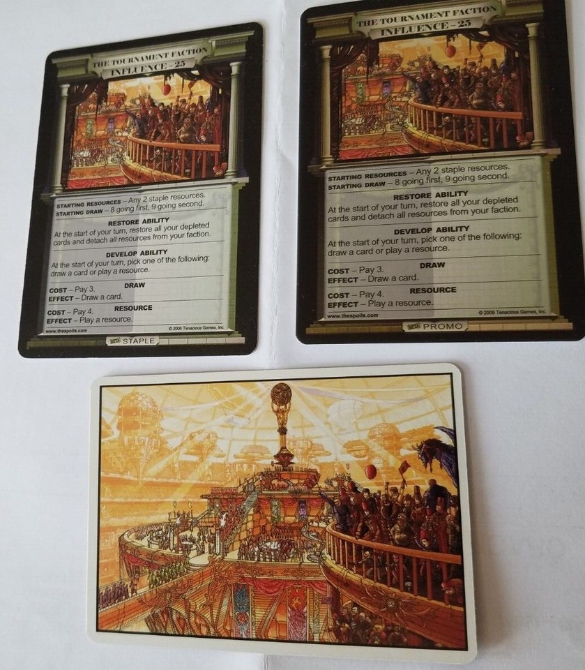 SPOILS BETA PROMO 2X THE TOURNAMENT FACTION CARD 2006 CCG TCG TENACIOUS ...