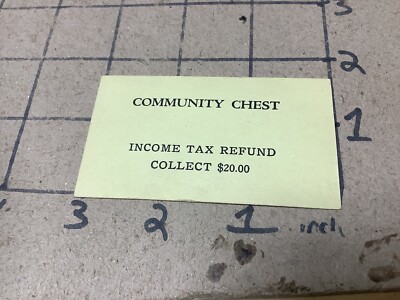 Orig 1935 Monopoly PRE PATENT single sided Community Chest card: INCOME ...